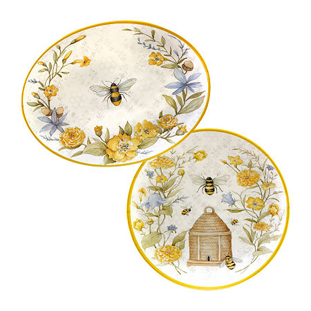 Certified International Bee Sweet Melamine Platter Set  2 Piece - Yellow
