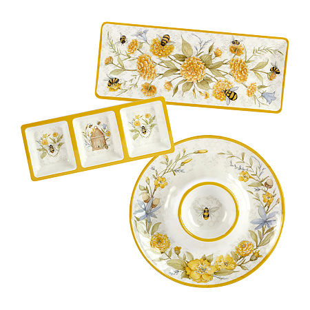 Certified International Bee Sweet Melamine Hostess Set  3 Piece - Yellow