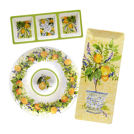 Certified Lemon Zest 3 Piece Melamine Hostess Set - Multicolor