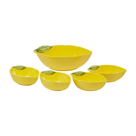 Certified 3-d Lemon 5 Piece Melamine Serving Bowl Set - Multicolor