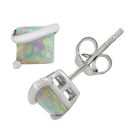 Click here for Lab Created White Opal Sterling Silver 6.1mm Stud... prices