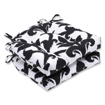 Pillow Perfect Azzure Black Reversible Chair Pad (Set of 2), Color ...
