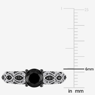 1 1/4 CT.T.W. Color-Enhanced Black Diamond Ring, Color: White Gold ...