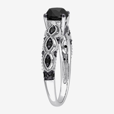 1 1/4 CT.T.W. Color-Enhanced Black Diamond Ring, Color: White Gold ...