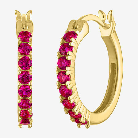 Click here for Gemstone 14K Gold Over Silver 16mm Hoop Earrings... prices