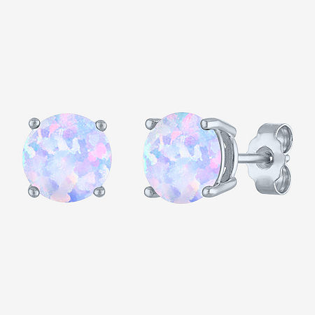 Click here for Lab Created White Opal Sterling Silver 7mm Round S... prices