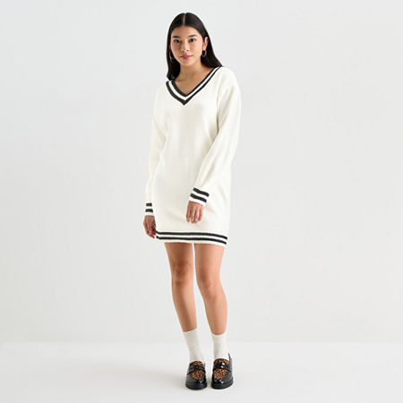 Click here for by&by Womens Juniors Long Sleeve Striped Sweater D... prices
