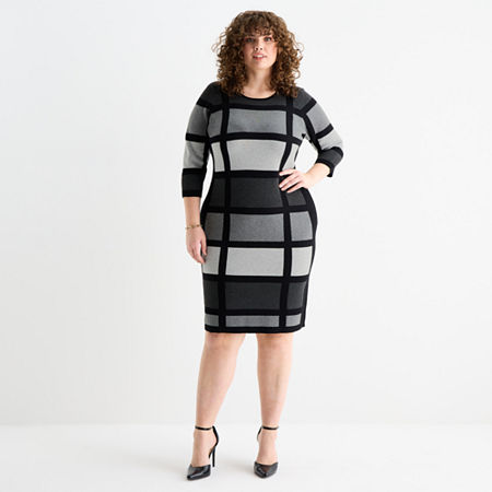Click here for Danny & Nicole Womens Plus 3/4 Sleeve Windowpane S... prices