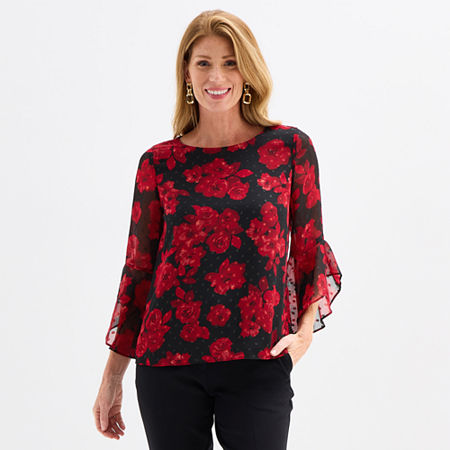Click here for Black Label by Evan-Picone Floral Womens Crew Neck... prices