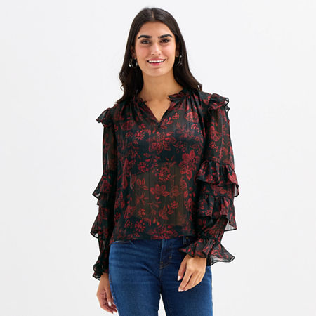 Click here for Frye and Co. Womens Mock Neck Long Sleeve Blouse... prices