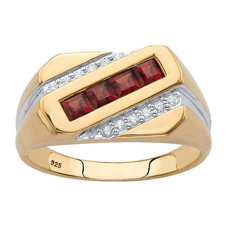 Click here for Mens 1 CT. T.W. Genuine Red Garnet 18K Gold Over S... prices