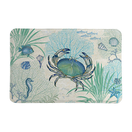 Click here for Laural Home Blue Crab Memory Foam Bath Rug  One Si... prices