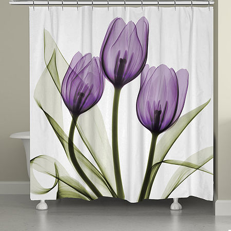 Laural Home Tulips Shower Curtain  71 x 72 - Purple/tul