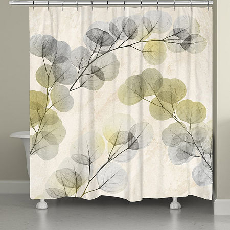 Laural Home Smoky X-Ray of Eucalyptus Leaves Shower Curtain  71 x 72 - Grn/leaves