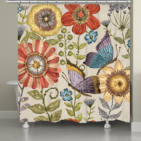 Laural Home Boho Butterfly Shower Curtain  71 x 72 - Yellow Orange