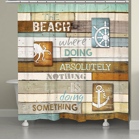 Click here for Laural Home Beach Mantra Shower Curtain  One Size... prices