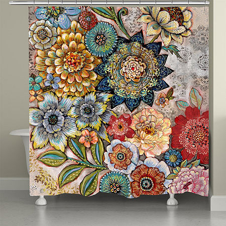 Laural Home Boho Bouquet Shower Curtain  71 x 72 - Multi/boho