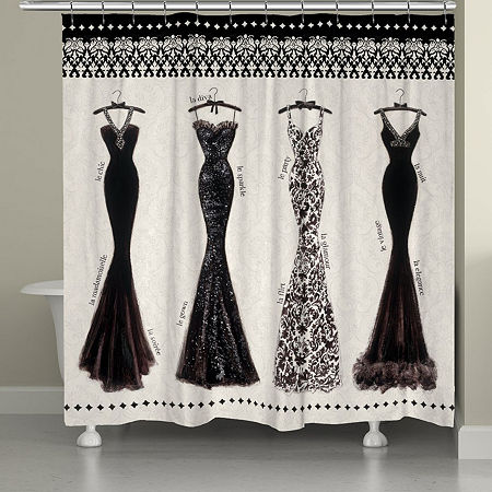 Laural Home Couture Noir Shower Curtain  71 x 72 - Blk/sketch