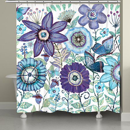 Laural Home Dream Butterfly Garden Shower Curtain  71 x 72 - Blue