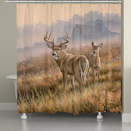 Click here for Laural Home Deer In Lifting Fog Shower Curtain  On... prices