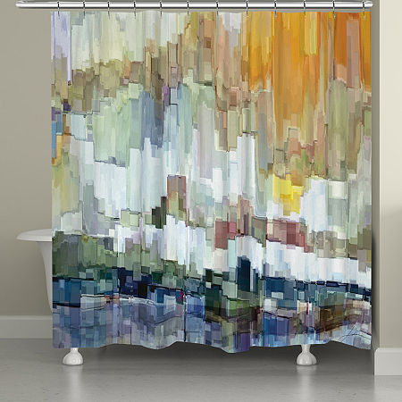 Laural Home Glacier Bay Shower Curtain  71 x 72 - Navy Multi