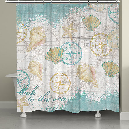 Click here for Laural Home Look To The Sea Shower Curtain  One Si... prices