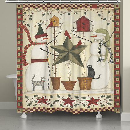 Click here for Laural Home Country Snowmen Shower Curtain  One Si... prices