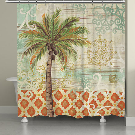 Click here for Laural Home Spice Palm Shower Curtain  One Size  G... prices