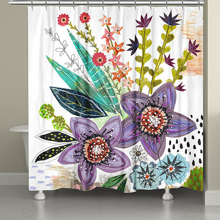 Click here for Laural Home Violet Blooms Shower Curtain  One Size... prices