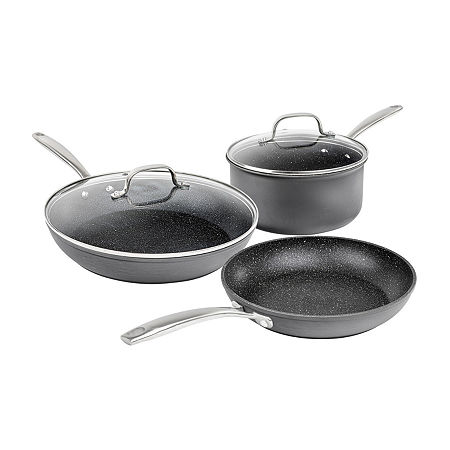 Professional 5-Piece Hard Anodized Nonstick Cookware Set - Black