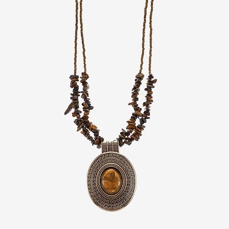 Click here for Mixit Gold Tone Womens Brown 20 Inch Pendant Neckl... prices