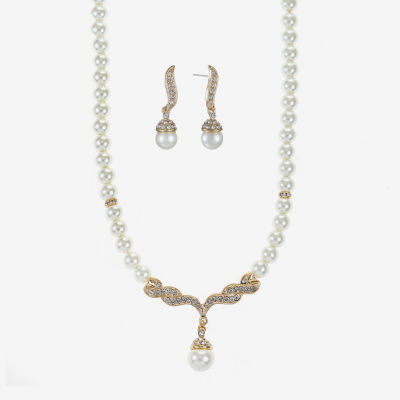 Monet Jewelry Y Necklace And Drop Earring Womens Simulated Pearl ...