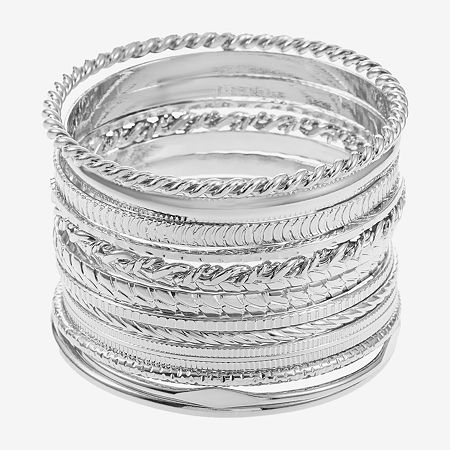 Click here for Liz Claiborne Silver-Tone Textured Bangle Set  One... prices