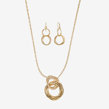 Click here for Liz Claiborne Textured Pendant Necklace And Drop E... prices