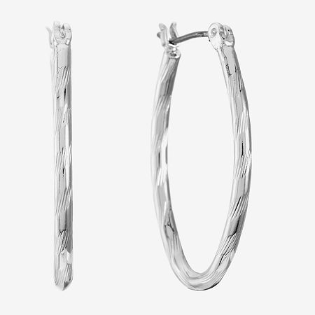 Click here for Liz Claiborne Silver-Tone  Textured Oval Hoop Earr... prices