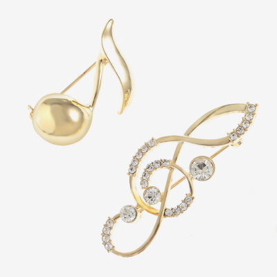 Monet Jewelry Gold Tone Music Notes Pin, Color: Clear - JCPenney