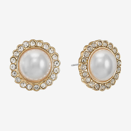 Click here for Monet Jewelry White Simulated Pearl 16mm Stud Earr... prices