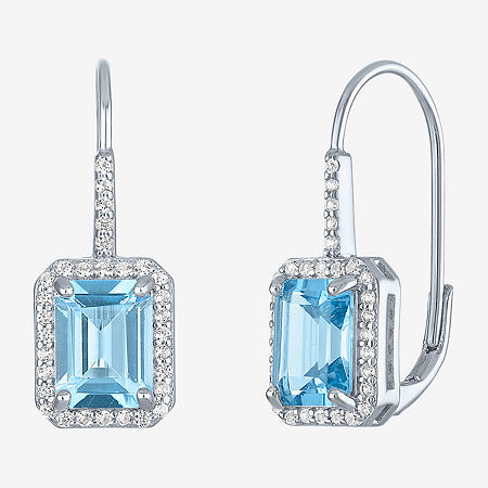 Click here for Womens Genuine Blue Topaz Sterling Silver Drop Ear... prices