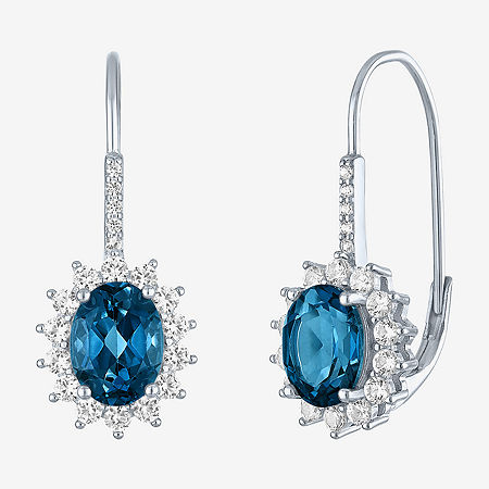 Click here for Womens Genuine Blue Topaz Sterling Silver Oval Dro... prices
