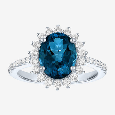 Click here for Womens Genuine Blue Topaz Sterling Silver Oval Hal... prices