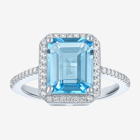 Click here for Womens Genuine Blue Topaz Sterling Silver Halo Sid... prices