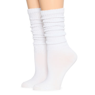 Mixit Slouch Womens 2 Pair Crew Socks, Color: White - JCPenney