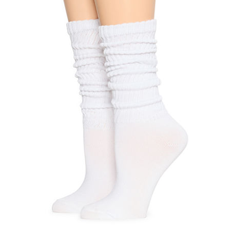 Click here for Mixit Slouch Womens 2 Pair Crew Socks  4-10  White prices