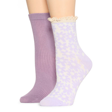 Click here for Arizona Lace Womens 2 Pair Crew Socks  4-10  Purpl... prices