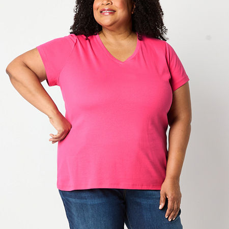 Click here for St. Johns Bay Womens V Neck Short Sleeve Plus T-Sh... prices