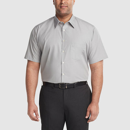 Van Heusen Mens Big & Tall Poplin Short Sleeve Dress Shirt - Greystone
