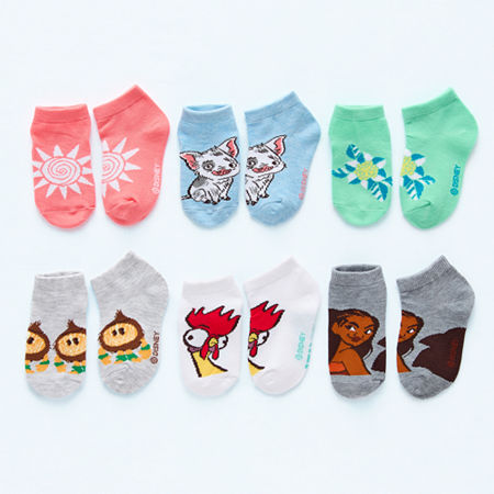 Click here for Toddler Girls Multi-Pack 6 Pair Moana Quarter Ankl... prices