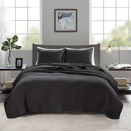 Madison Park Keaton Quilted 3-Pc. Quilt Set  Full/Queen - Black