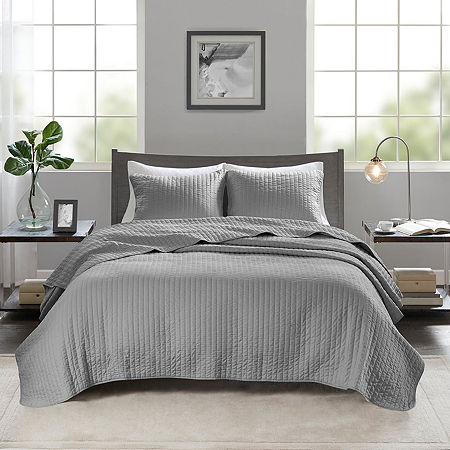Madison Park Keaton Quilted 3-Pc. Quilt Set  Full/Queen - Grey