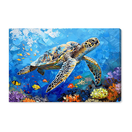 Click here for ART REMEDY Turtle Swimming Giclee Animals Canvas A... prices